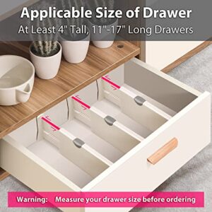 Drawer Dividers Organizer 5 Pack, Adjustable Separators 4" High Expandable from 11-17" for Bedroom, Bathroom, Closet,Clothing, Office, Kitchen Storage, Strong Secure Hold, Foam Ends, Locks in Place