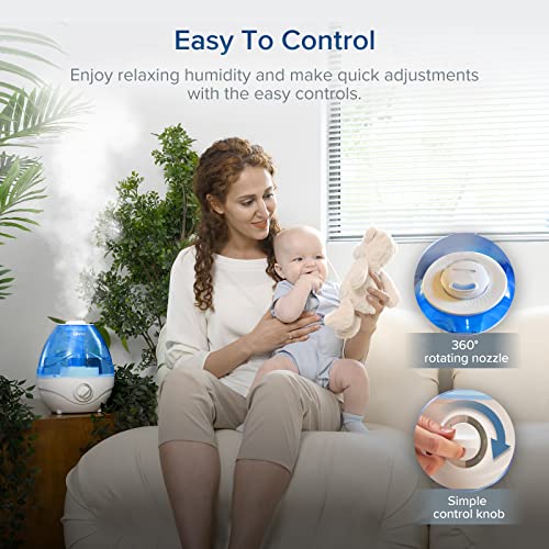 LEVOIT Humidifiers for Bedroom Large Room (2.4L Water Tank), Cool Mist for Home Whole House, Quiet for Baby Nursery, Adjustable 360° Rotation Nozzle, Ultrasonic, Auto Shut off, Night Light, BPA-Free