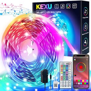 kexu 65.6 ft led lights for bedroom led strip lights led light strips with app music sync lights for bedroom led lights for room decoration