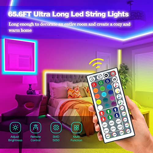 KEXU 65.6 ft Led Lights for Bedroom Led Strip Lights Led Light Strips with App Music Sync Lights for Bedroom Led Lights for Room Decoration