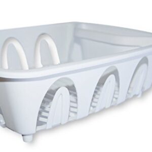 Essentials White Plastic Dish Drainer - 11.25'' x 13.75'' x 4.25''