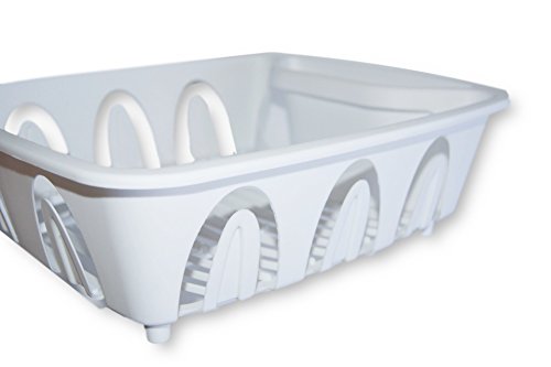 Essentials White Plastic Dish Drainer - 11.25'' x 13.75'' x 4.25''