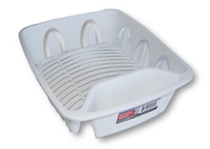 essentials white plastic dish drainer – 11.25” x 13.75” x 4.25”