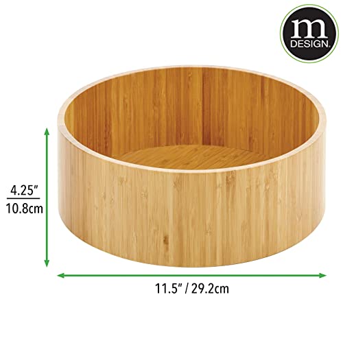 mDesign Lazy Susan Turntable Bamboo Spinner for Kitchen Cabinet, Pantry, Fridge, Cupboards, or Counter, Fully Rotating Organizer for Food, Spices, or Condiments, 12" Round, Echo Collection, Natural