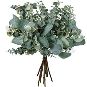 mixed eucalyptus leaves stems bulk artificial silver dollar eucalyptus leaves picks and faux eucalyptus leaves branches for vase bouquets floral arrangement wreath rustic farmhouse greenery decoration