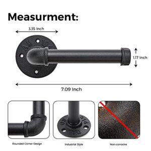 Industrial Pipe Toilet Paper Holder - Home Expert Heavy Duty DIY Rustic Paper Roll Holder Wall Mounted Black Tissue Holder Towel Rack for Bathroom, Kitchen, Bedroom, 1 Pack