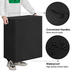 WOWLIVE 154L Double Laundry Hamper with Lid and Removable Laundry Bags, Large Dirty Clothes Hamper 2 section Collapsible Laundry Basket Dorm Room Storage for Bedroom, Bathroom, College, Black