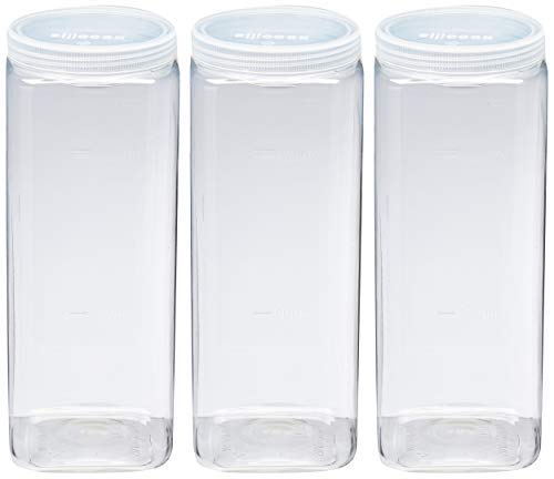 Silicook Clear Plastic Jar, Set of 3-40oz, Square Shaped, Transparent, Food Storage Container, Kitchen & Household Organization for Dry goods, Spices, Vegetables, Ingredients and More