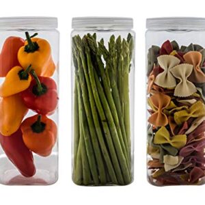 Silicook Clear Plastic Jar, Set of 3-40oz, Square Shaped, Transparent, Food Storage Container, Kitchen & Household Organization for Dry goods, Spices, Vegetables, Ingredients and More