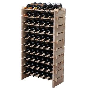 wine rack solid wood stackable storage wooden wine rack wine cabinet (60 bottles, natural color)