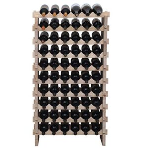 Wine Rack Solid Wood Stackable Storage Wooden Wine Rack Wine Cabinet (60 Bottles, Natural Color)