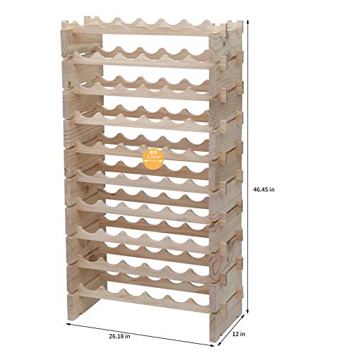 Wine Rack Solid Wood Stackable Storage Wooden Wine Rack Wine Cabinet (60 Bottles, Natural Color)