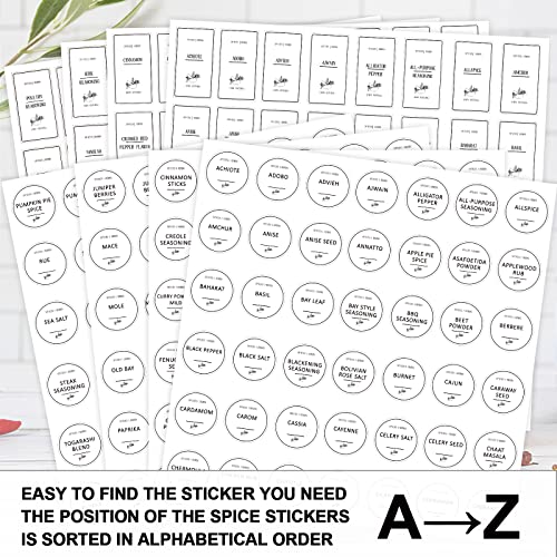 GMISUN Spice Labels Preprinted, Super Value Pack 380 Waterproof Spice Labels Stickers for Kitchen Organization, Modern Minimalist Label Stickers for Spice Jars, Mason Jars, Cruet Container