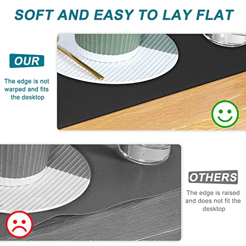 Dispoplanet Kitchen Shelf Liner Drawer Liners, 17.7''x78.7'' Non-Adhesive Drawer Liner, Washable Fridge Mats Pantry Liner for Shelves, Drawers, Cupboard Black