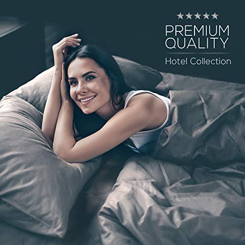 Mueller Ultratemp Bed Sheets Set, Super Soft 1800 Thread Count Egyptian 18-24 Inch Deep Pocket Sheets, Transfers Heat, Breathes Better, Hypoallergenic, Wrinkle, 6Pc, Light Gray Queen