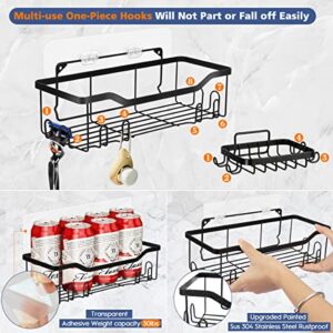 Shower Caddy Sheves,[ 5 Pack ]Bathroom Shelf Organizer with Soap Holder,No Drilling Adhesive SUS 304 Stainless Steel Rustproof Storage Basket Rack Shelves for Home Bathroom Kitchen Toilet(Matte Black)