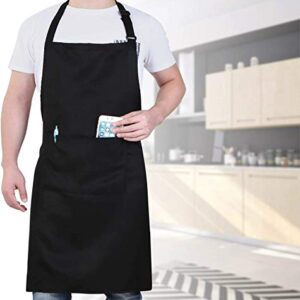 Will Well Chef Apron for Men Professional - Cooking Aprons for Women With Pockets - Adjustable Black Aprons for Men - Bib Aprons With Pockets Water & Oil Resistant - 1 Pack