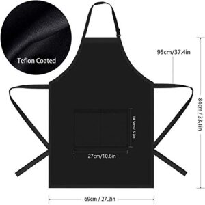 Will Well Chef Apron for Men Professional - Cooking Aprons for Women With Pockets - Adjustable Black Aprons for Men - Bib Aprons With Pockets Water & Oil Resistant - 1 Pack