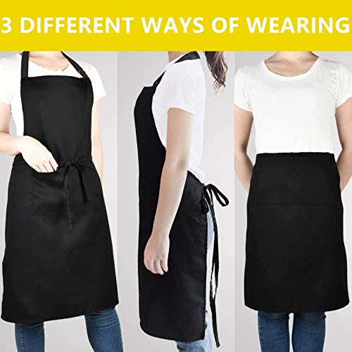 Will Well Chef Apron for Men Professional - Cooking Aprons for Women With Pockets - Adjustable Black Aprons for Men - Bib Aprons With Pockets Water & Oil Resistant - 1 Pack