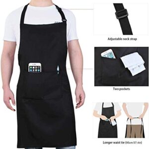 Will Well Chef Apron for Men Professional - Cooking Aprons for Women With Pockets - Adjustable Black Aprons for Men - Bib Aprons With Pockets Water & Oil Resistant - 1 Pack