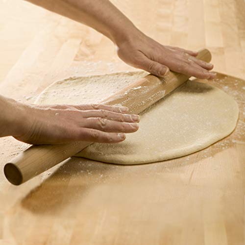 French Rolling Pin (18 Inches) –WoodenRoll Pin for Fondant, Pie Crust, Cookie, Pastry, Dough –Tapered Design & Smooth Construction - Essential Kitchen Utensil