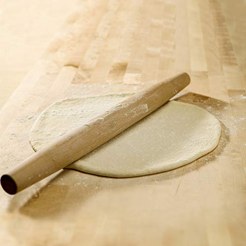 French Rolling Pin (18 Inches) –WoodenRoll Pin for Fondant, Pie Crust, Cookie, Pastry, Dough –Tapered Design & Smooth Construction - Essential Kitchen Utensil