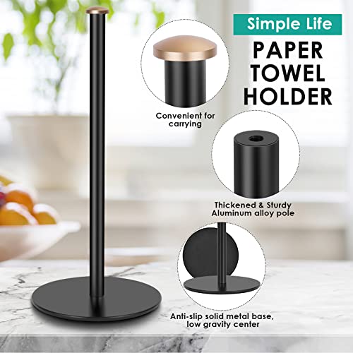 Toilet Paper Holder,Adjustable Black Paper Towel Organizer Stand for Kitchen,Bathroom - Holds 3 Rolls Toilet Tissue - Premium Stainless Steel Paper Towel Holder for Countertop