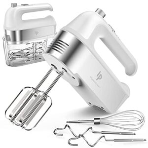 hand mixer electric, 450w kitchen mixers with scale cup storage case , turbo boost / self-control speed + 5 speed + eject button + 5 stainless steel accessories , for easy whipping dough ,cream ,cake