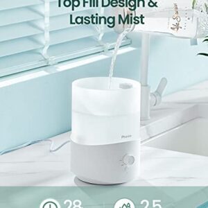 Pharata Humidifiers for Bedroom Large Room, 2.5L Cool Mist Humidifier with Essential Oil Diffuser, Top Fill Air Humidifier for Baby, Home, Plant, Ultrasonic Humidification for whole house, Auto Shut-Off, (White)