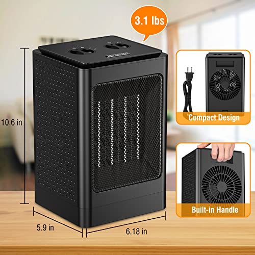 Space Heater, 1500W Portable Heater, 60°Oscillating Electric Heater, Heater for Bedroom Office Indoor Use