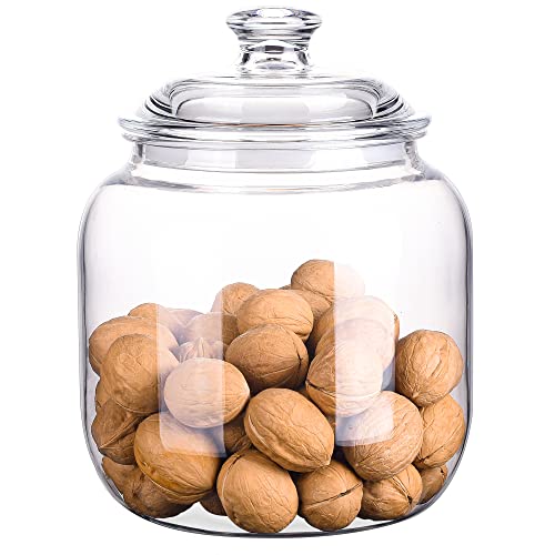 128 oz Dishwasher Safe & Won't Be Broken Airtight Food Storage Canister | 1 Gallon Premium Plastic Shatterproof Apothecary Jars | Perfect Container for Cookie, Cereal, Dog Treats, Cat Pet Food, Candy and More