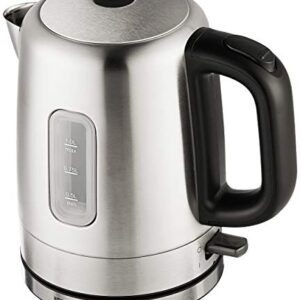 Amazon Basics Stainless Steel Portable Fast, Electric Hot Water Kettle for Tea and Coffee - 1 Liter, Gray/Black