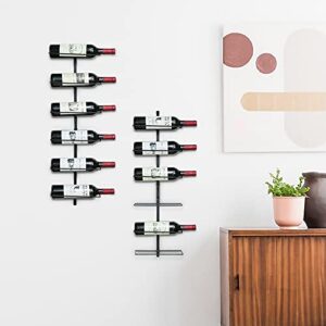 12 Bottle Wall Mounted Wine Rack, Adjustable Tier Wall Hanging Wine Holder Towel Rack, Detachable Wine Storage Organizer Used As One or Four, for Kitchen, Pantry, Dining Room, Bar, Wine Cellar