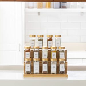 AYOUSIN 24 Spice Jars with Labels - 4oz Glass Spice Jars with Shaker Lids, 192 Spice Labels, 24 DIY Labels & 66 Expiration Labels - Spice Containers with Gold Lids - Seasoning Jars for Spice Rack