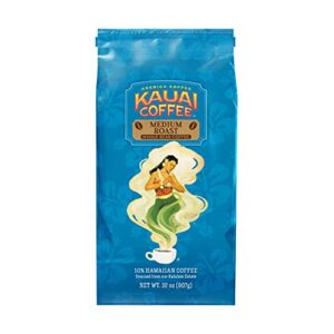 kauai whole bean coffee, koloa estate medium roast – arabica whole bean coffee from hawaii’s largest coffee grower – bright aroma with light floral notes – 32 ounce