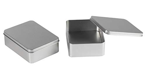 Juvale Rectangular Tin Box with Lid - 6-Pack Empty Tin Can Storage Container for Treats, Gifts, Favors and Crafts, Silver, 4.9 x 3.7 x 1.6 Inches