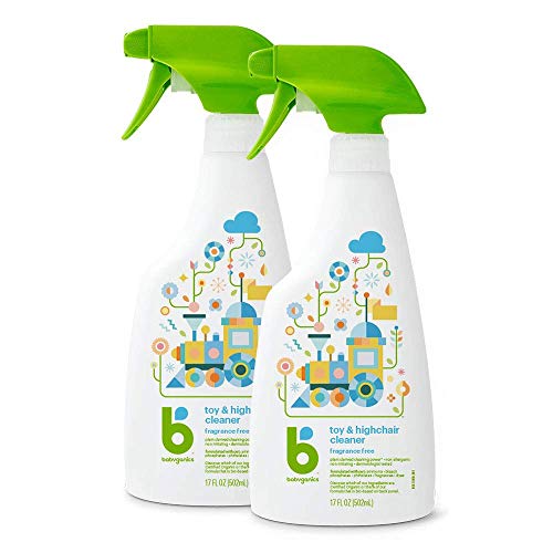 Babyganics Toy & Highchair Cleaner Spray, Non-Allergenic, Non-Toxic, Packaging May Vary, 17 Fl Oz (Pack of 2)