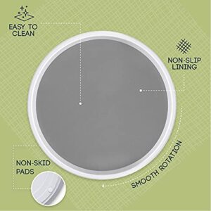 Lazy Susan Turntable 10" | Lazy Susan Organizer for Cabinet, Pantry, Refrigerator, Counter | Plastic with Rubber Lining, White [2 Pcs]