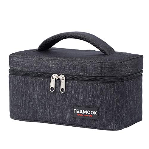 TEAMOOK Small Lunch Bag Mini Lunch Box Insulated Portable for Adults Men Women Work with Handle Black