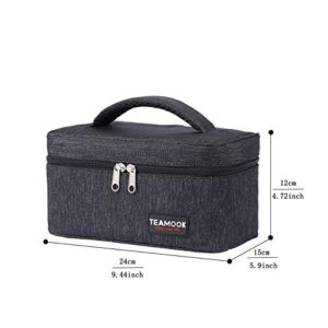 TEAMOOK Small Lunch Bag Mini Lunch Box Insulated Portable for Adults Men Women Work with Handle Black