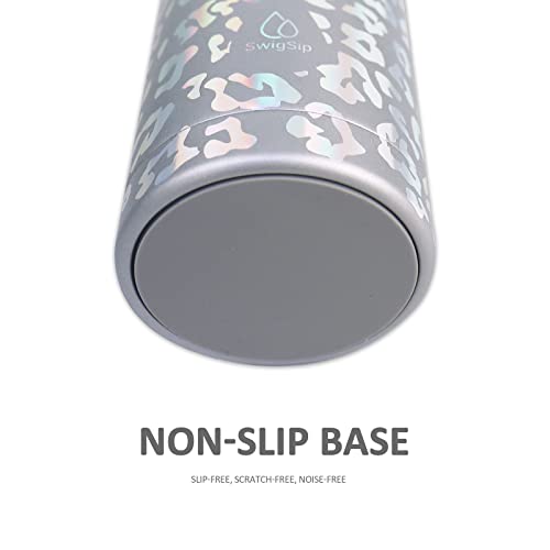 Swig Sip Skinny Can Cooler - Double Wall Stainless Steel Vacuum Insulated Can Holder for 12oz Slim Tall Beverage Bridesmaid Gift (Laser Leopard)