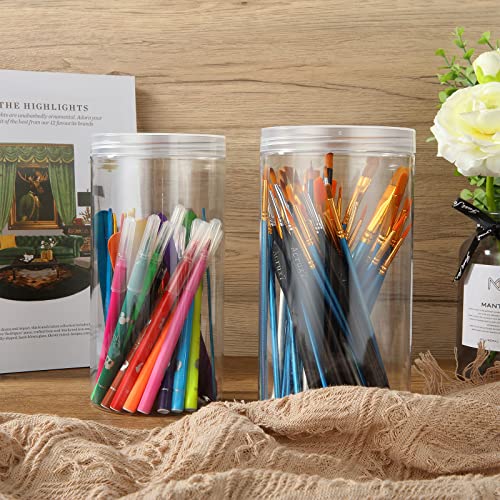 6 PCS Plastic Jars with Lid 48oz Clear PET Seal Jar, Round Wide Opening Storage jar for Kitchen, Household, Craft Storage