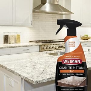 Weiman Granite Cleaner Polish and Protect 3 in 1 - 2 Pack - Streak-Free, pH Neutral Formula for Daily Use on Interior & Exterior Natural Stone