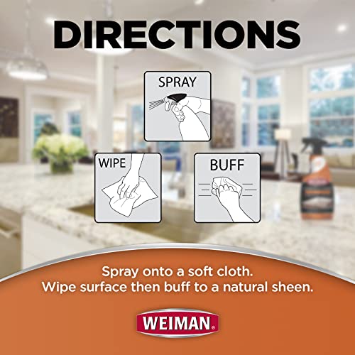 Weiman Granite Cleaner Polish and Protect 3 in 1 - 2 Pack - Streak-Free, pH Neutral Formula for Daily Use on Interior & Exterior Natural Stone