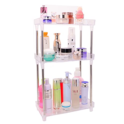 Bathroom Organizer Countertop, 3-Tire Skincare Organizers Vanity Tray Corner Shelf for Makeup Cosmetic Perfume, Multi-Functional Acrylic Organizer in Vanity Dresser Bathroom Kitchen Living Room etc.