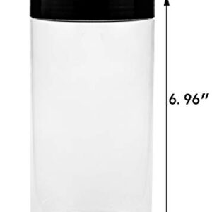 Lawei 8 Pack 34 oz Clear Plastic Jars with Black Lids - Plastic Food Storage Jars for Kitchen & Household Storage of Dry Goods, Nuts, Cookie and more