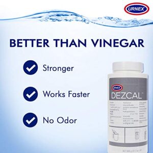 Urnex Dezcal Coffee and Espresso Machine Descaler Activated Scale Remover - 900g Bottle - Fast Effective Descaling Of Boilers and Heating Elements Faucets Spray Heads Milk Systems