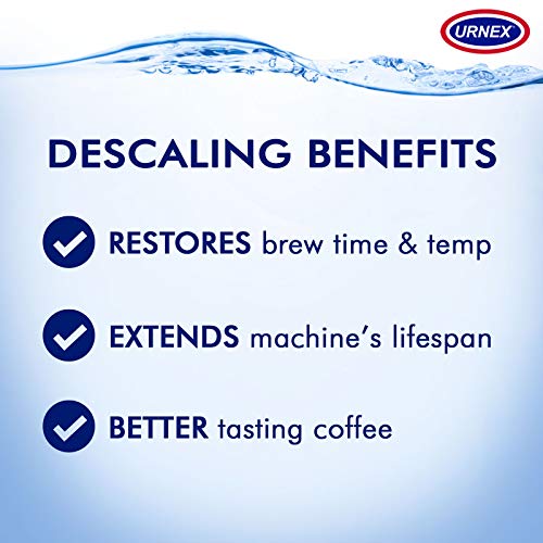 Urnex Dezcal Coffee and Espresso Machine Descaler Activated Scale Remover - 900g Bottle - Fast Effective Descaling Of Boilers and Heating Elements Faucets Spray Heads Milk Systems