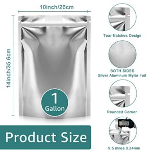 30 PCS 1 Gallon Mylar Bags - 9.4 Mil Mylar food Storge Bags - 14"x10" Stand-Up Resealable Mylar Ziplock Bags for Long Term Food Storge