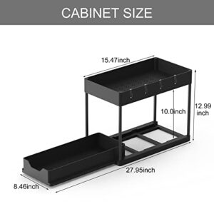 Under Sink Organizers and Storage, Bathroom Organizer, Cabinet Organizer, Kitchen Organization, 2 Tier Multi-purpose Organizers, Pull Out Sliding Drawer & Easy-Grip, 2 PCS